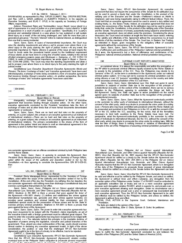 Bayan Muna vs. Romulo | PDF | Treaty | International Criminal Court