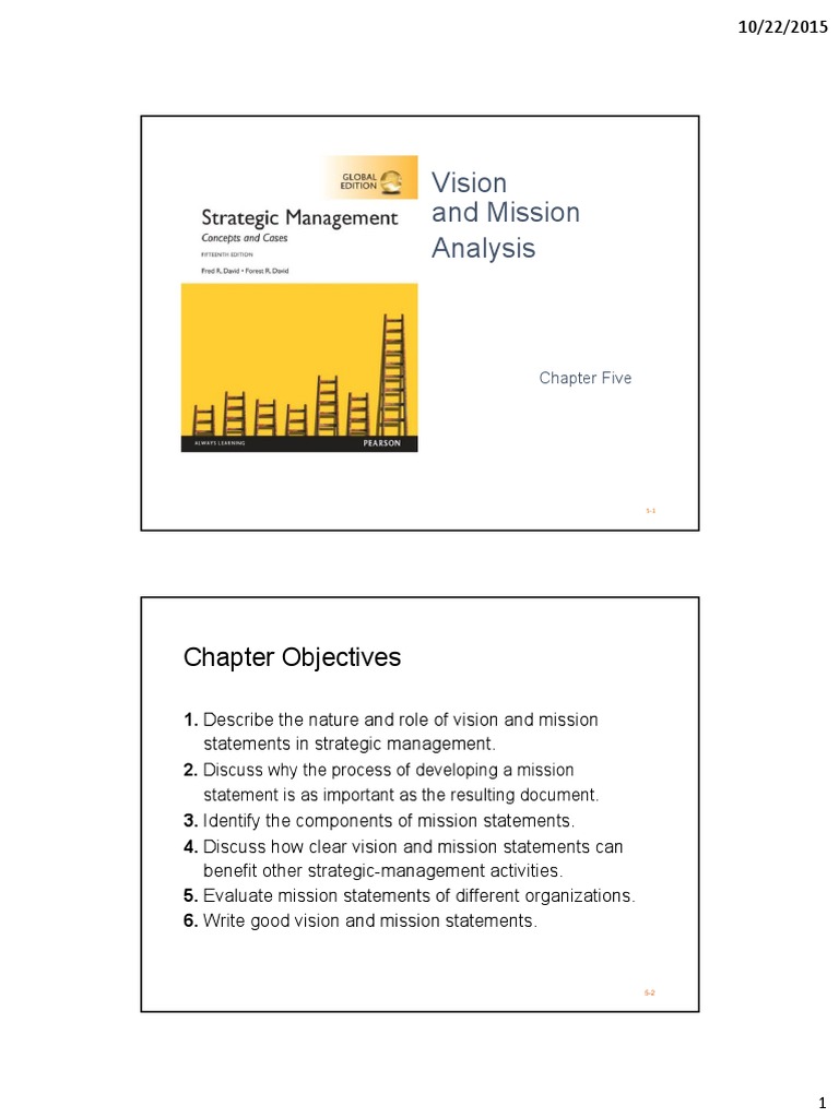 Vision and Mission Analysis: Chapter Objectives | PDF | Strategic ...