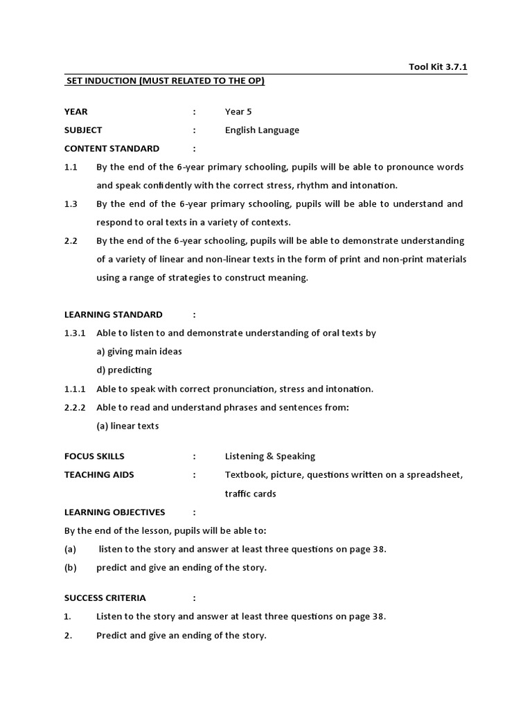 Tool Kit RPH TS25 | PDF | Stress (Linguistics) | Teachers