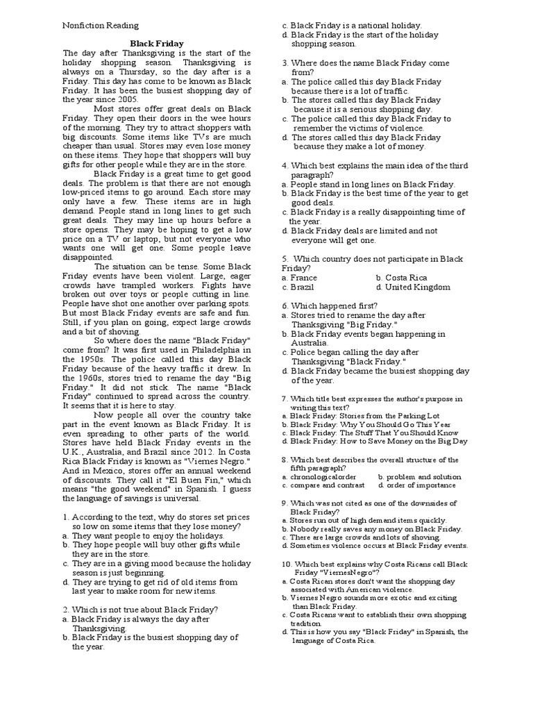 Reading Comprehension | PDF | Black Friday (Shopping) | Waste