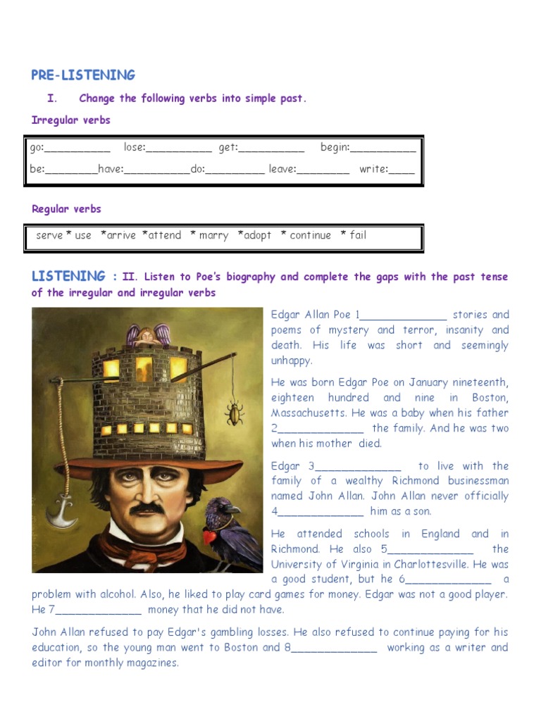 Listening and READING BIOGRAPHY POE | PDF | Edgar Allan Poe | Detective ...