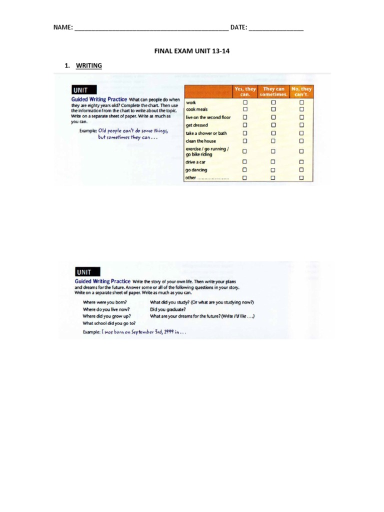 Final Exam Units 13-14 Template | PDF | Career & Growth