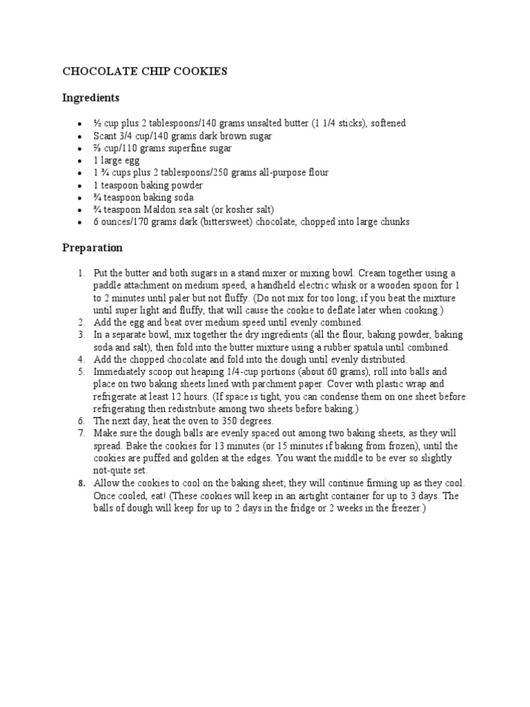 Chocolate Chip Cookies | PDF