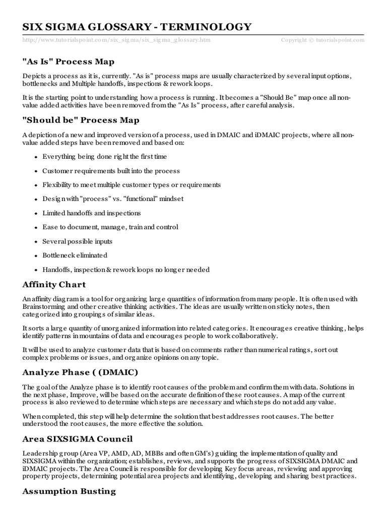 Six Sigma Glossary PDF | PDF