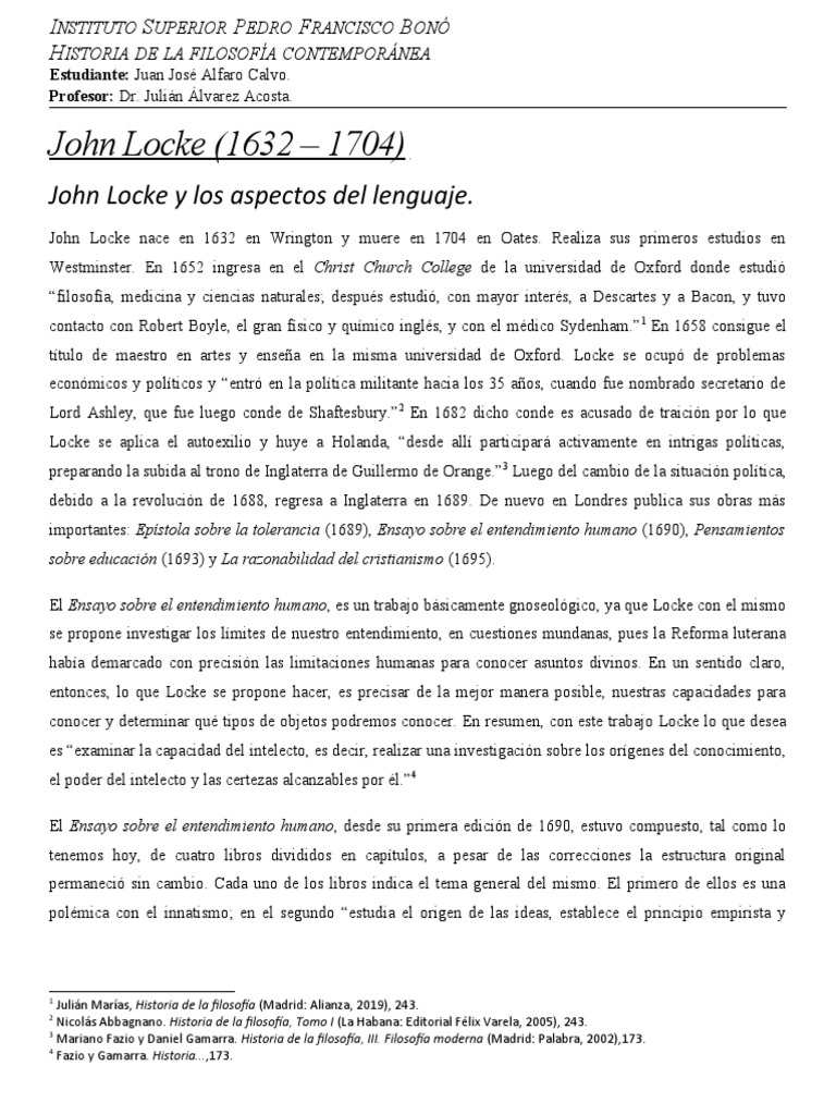 John Locke: Lenguaje y Conocimiento | PDF | Esencia | John Locke