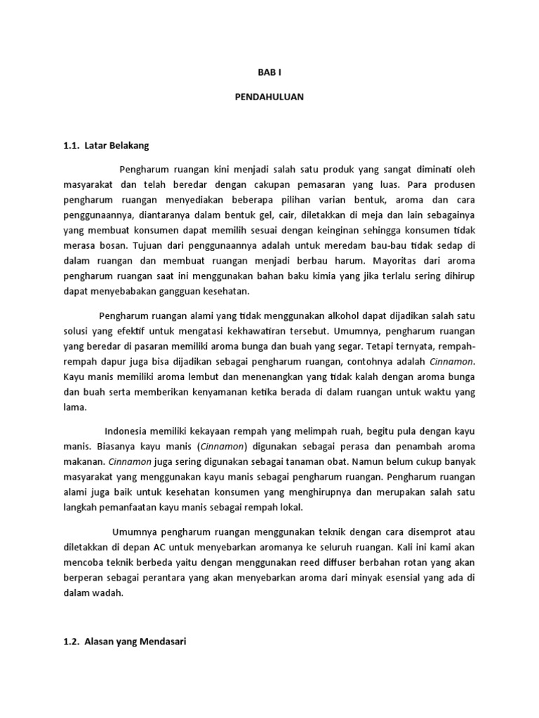 Bab 1 Proposal Kewirausahaan | PDF
