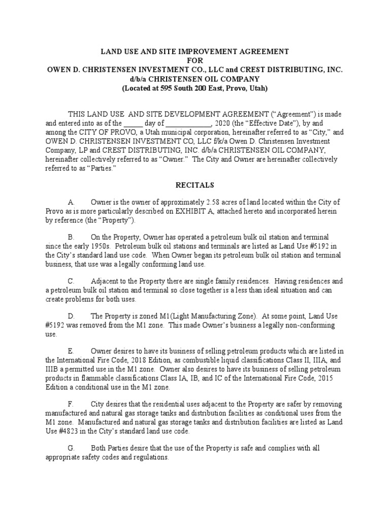 Provo Christensen Agreement | PDF | Assignment (Law) | Fire Safety