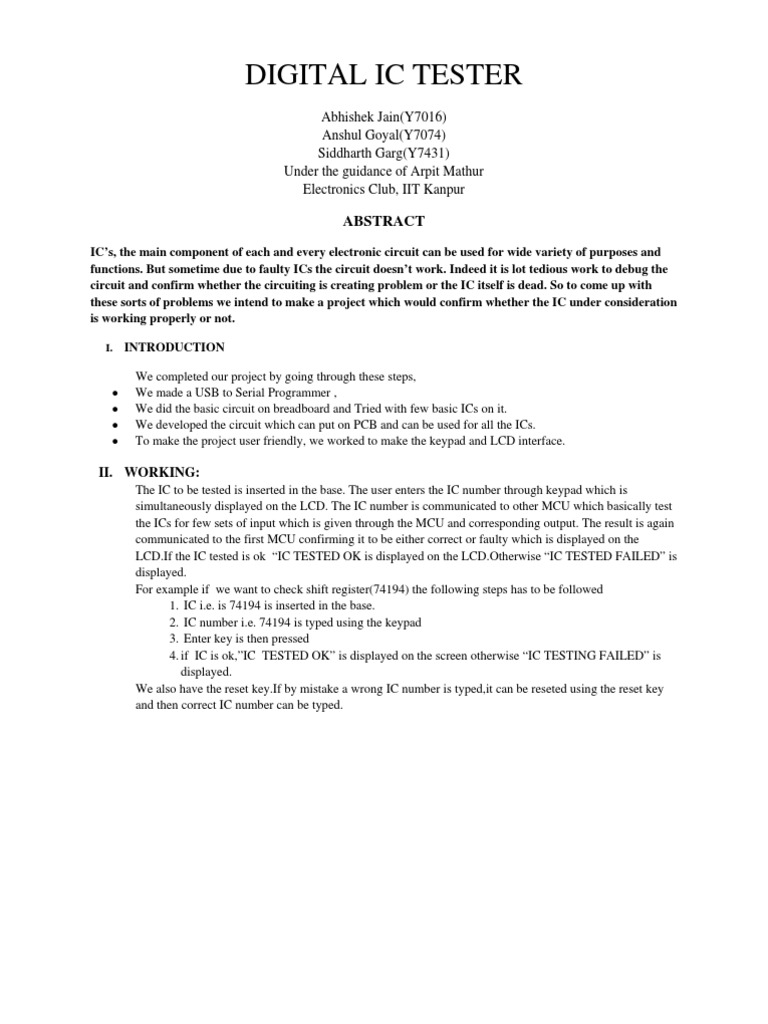 Digital Ic Tester | PDF | Electronic Circuits | Electrical Circuits