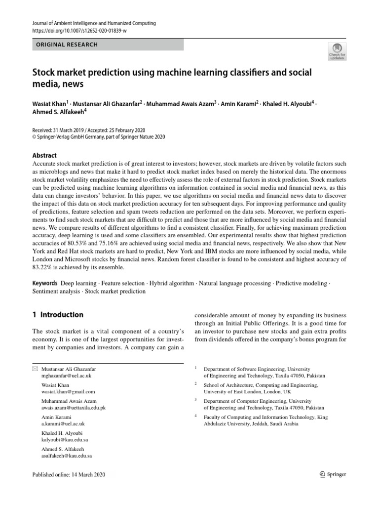 Stock Market Prediction Using Machine Learning and News | PDF | Machine ...