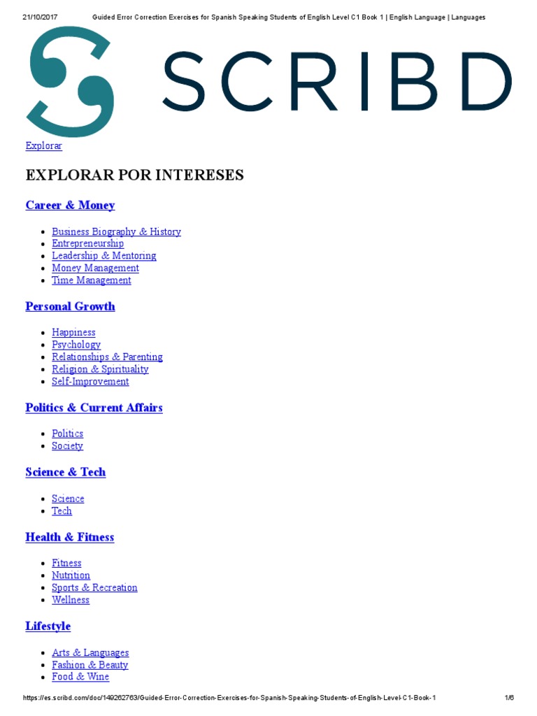 Guided Error Correction Exercises For Spanish Speaking Students of ...