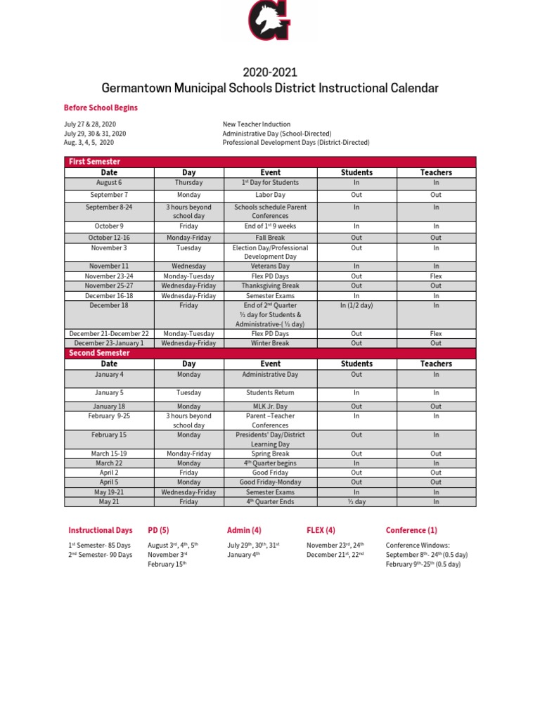 GMSD 2020-21 Instructional Calendar | PDF | Academic Term | Academia