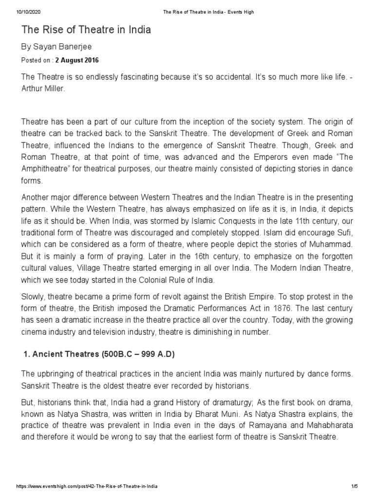 Contemporary Indian Theatre's Evolution | PDF