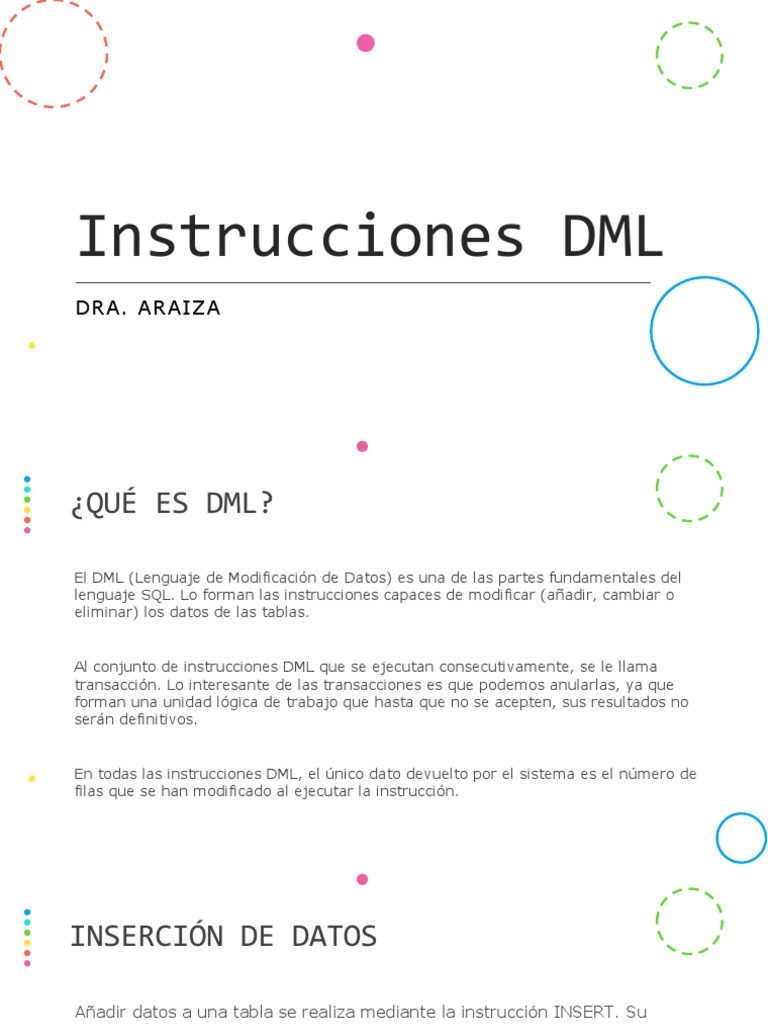 Instrucciones DML | PDF | SQL | Gestión de datos