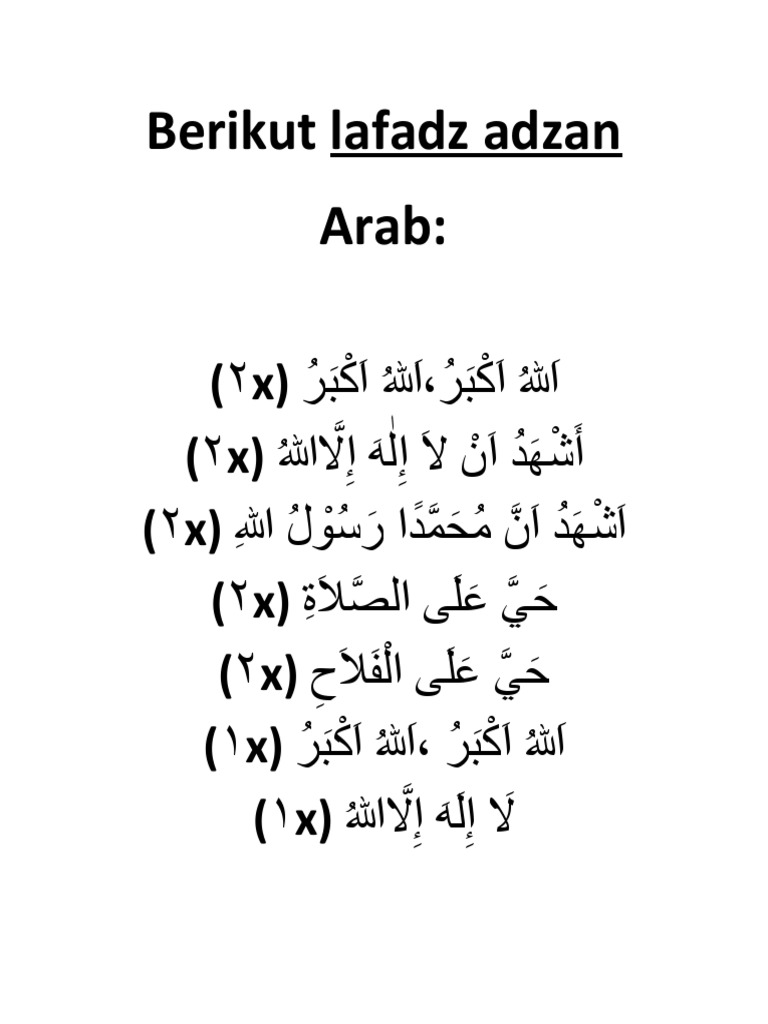 Berikut Lafadz Adzan | PDF