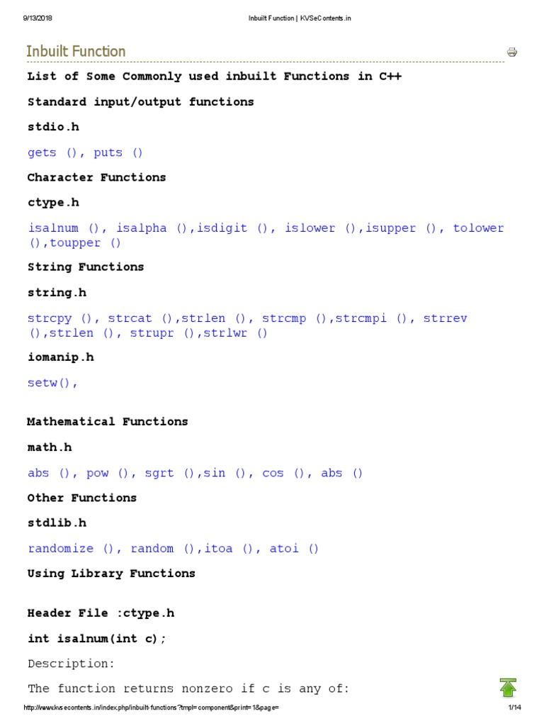 Inbuilt Function | PDF | Trigonometric Functions | String (Computer Science)