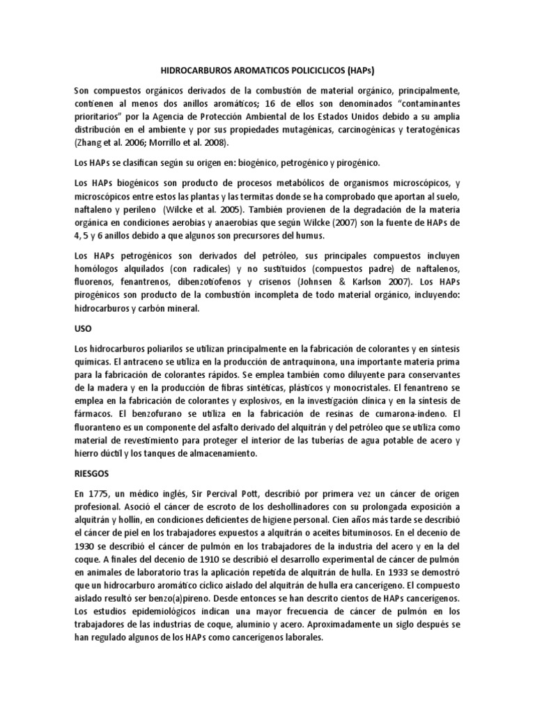 Hidrocarburos Aromaticos Policiclicos | PDF | Hidrocarburos ...