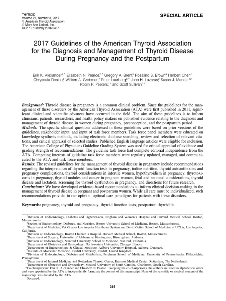 2017 Guidelines of The American Thyroid Association For The Diagnosis ...
