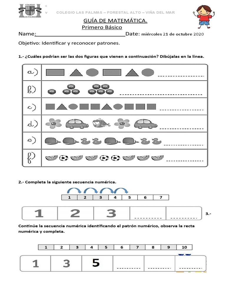 Guía Matemática Patrones Numéricos | PDF | Hogar, jardinería y ...