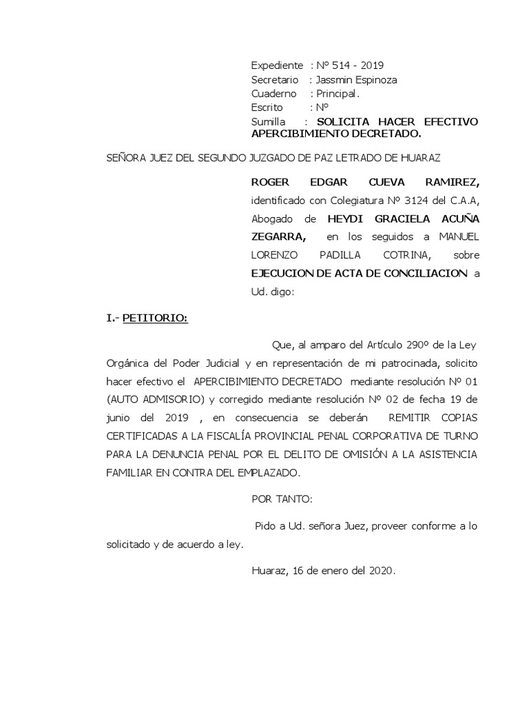 Hacer Efectivo Apercibimiento Pdf