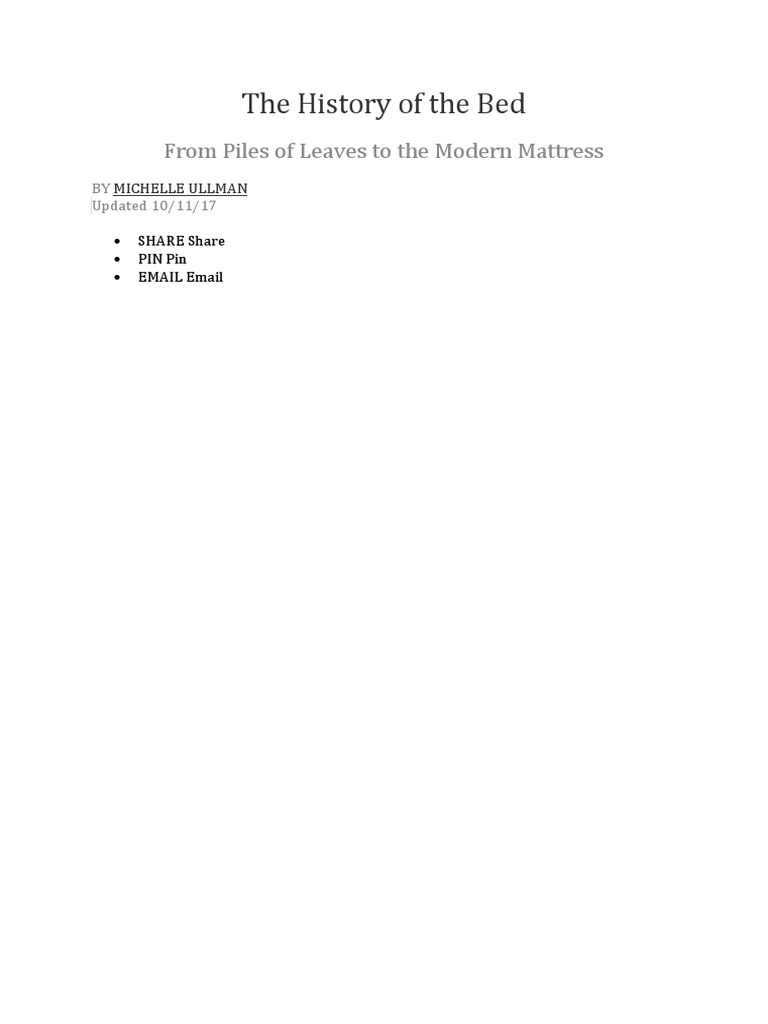 The History of The Bed | PDF | Bed | Mattress