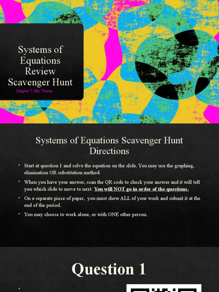 Systems of Equations Scavenger Hunt | PDF
