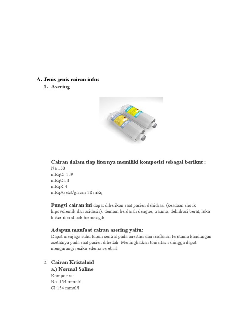 Panduan Lengkap Jenis Cairan Infus | PDF