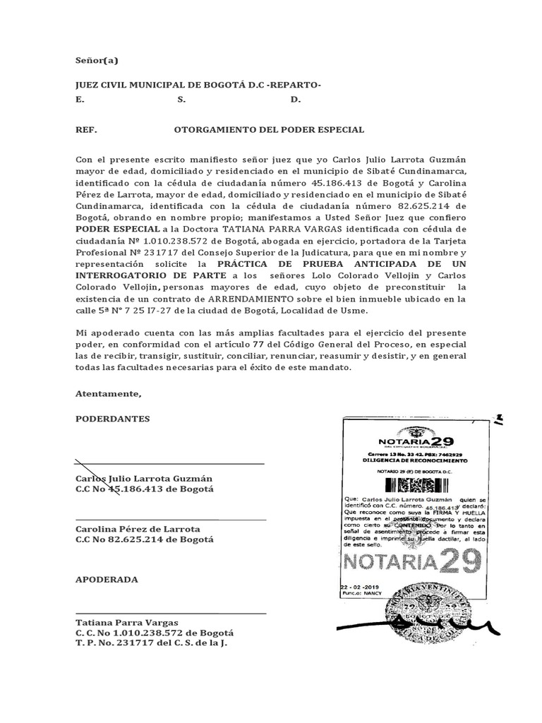 Poder INTERROGATORIO DE PARTE COMO PRUEBA ANTICIPADA | PDF