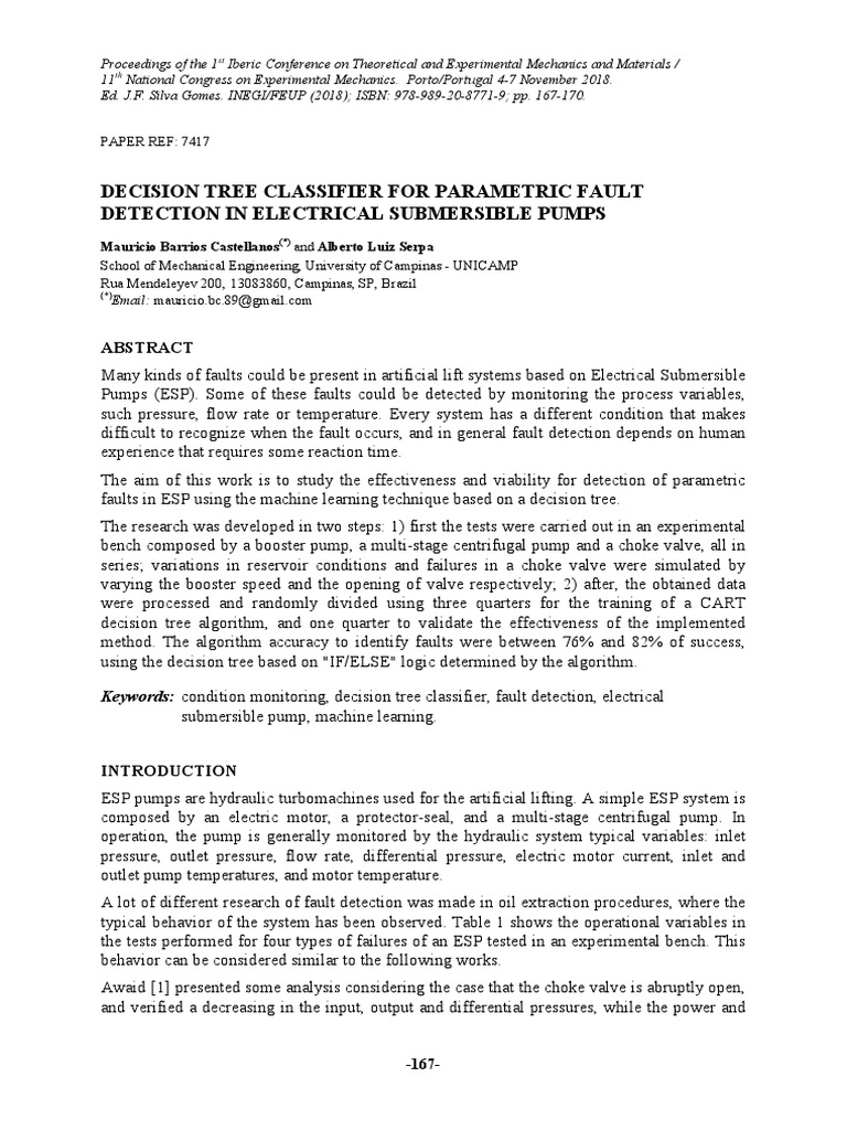 Decision Tree Classifier For Parametric Fault Detection In Electrical Submersible Pumps Pdf 3697