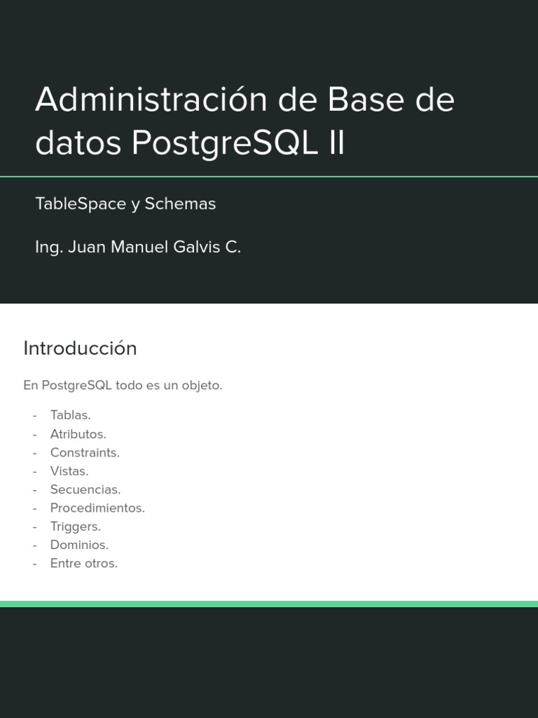 Administración de Base de Datos PostgreSQL II | PDF | Postgre Sql | Bases de datos