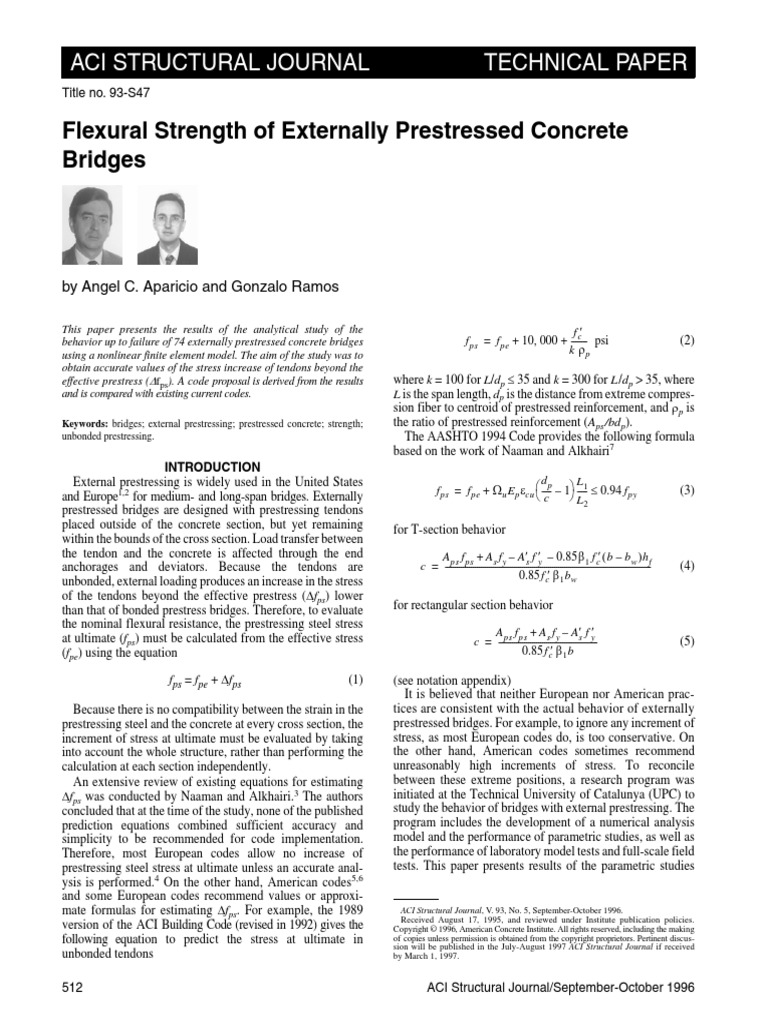 Flexural Strength of Externally Prestressed Concrete Bridges | PDF ...