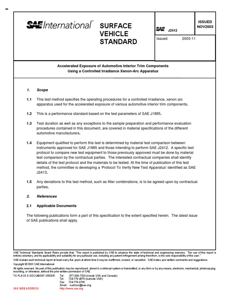 Sae J2412-2004 | PDF | Exposure (Photography) | Calibration
