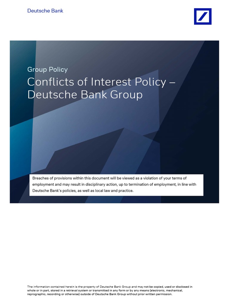 Conflicts of Interest Policy - Deutsche Bank Group | PDF | Conflict Of ...
