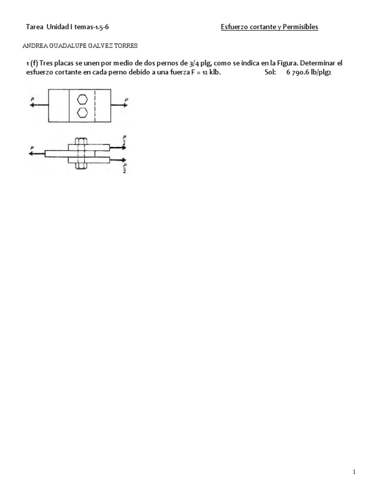 Tarea U1 Temas1.5-6 Esf Cortante y Permible | PDF