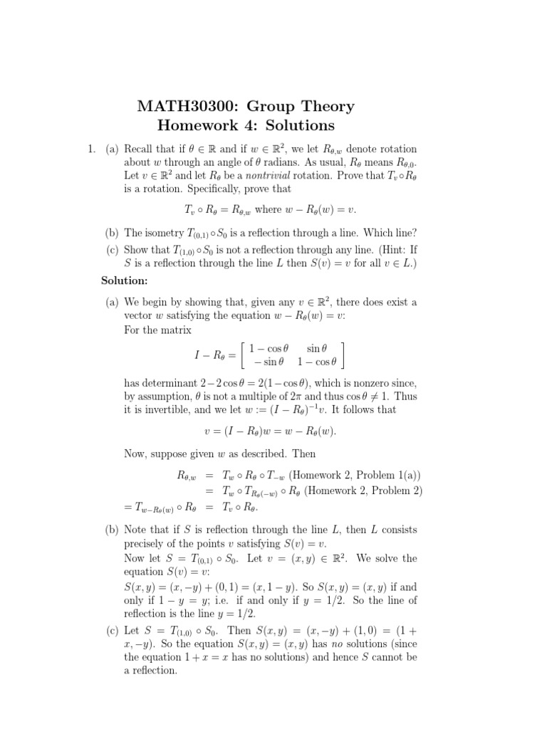 MATH30300: Group Theory Homework 4: Solutions | PDF | Group ...