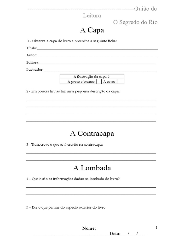 Gui+úo de Leitura O Segredo Do Rio | PDF | Livros