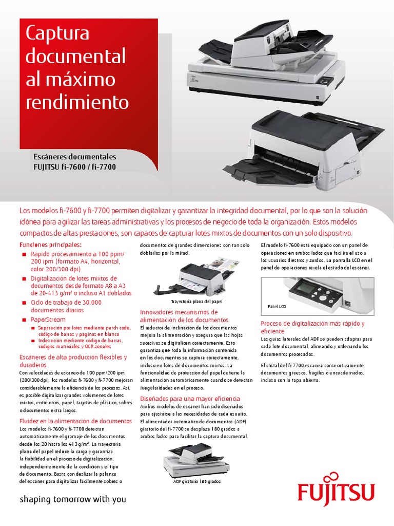Especificaciones Técnicas Fujitsu Fi-7600-Fi-7700e | PDF | Escáner de ...