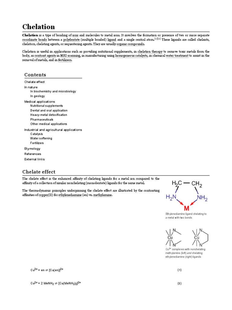 Chelation: Ethylenediamine Ligand Chelating To A Metal With Two Bonds ...