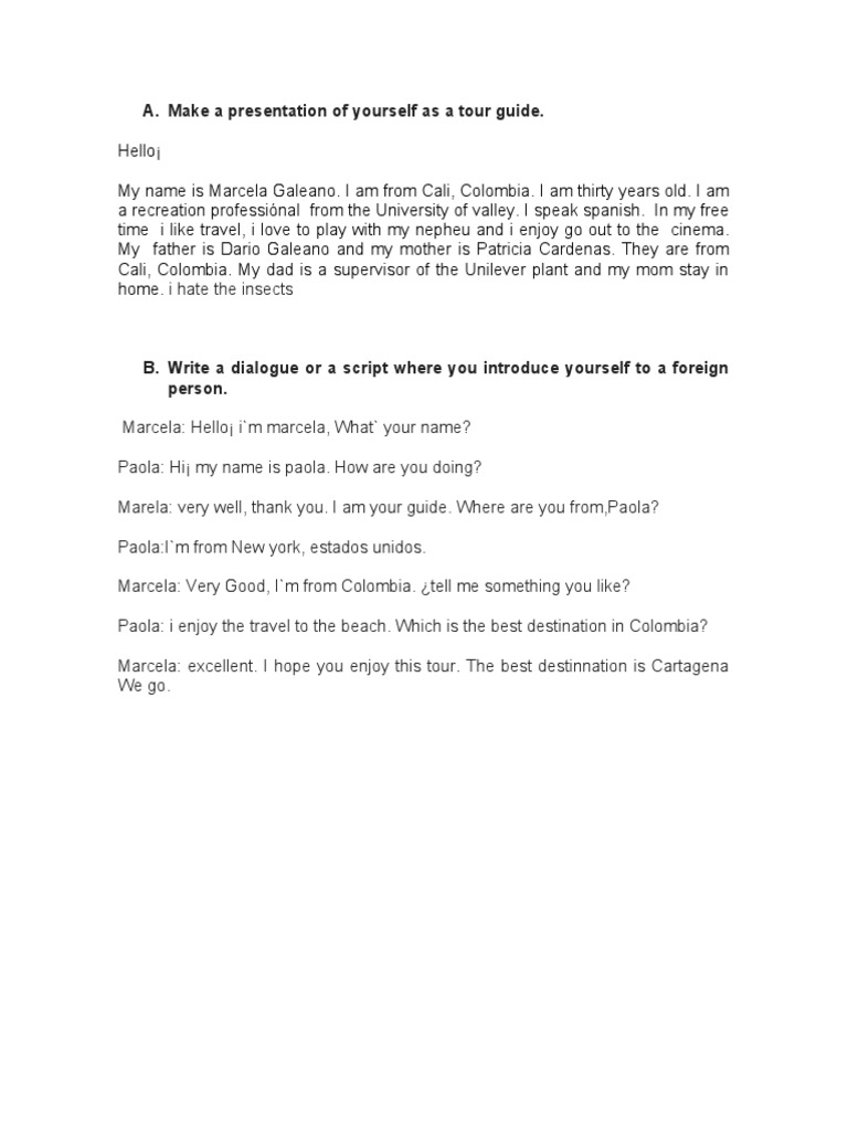 Tour Guide Introduction by Marcela | PDF