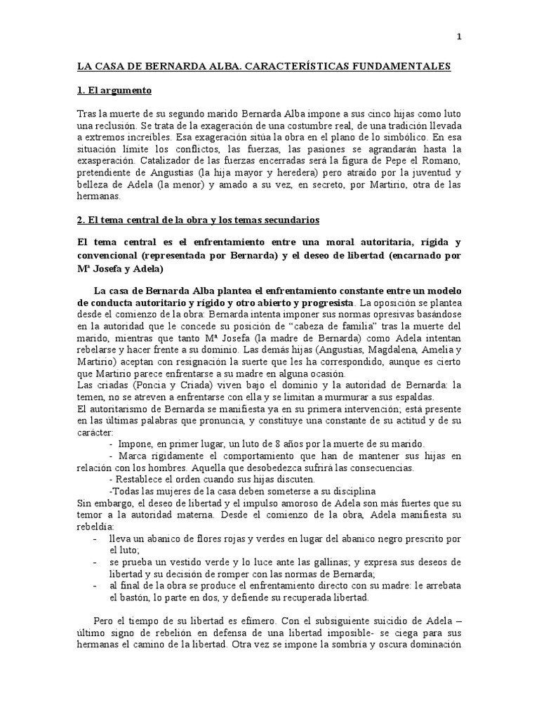 Análisis de "La casa de Bernarda Alba" | PDF | Mujer | Amor