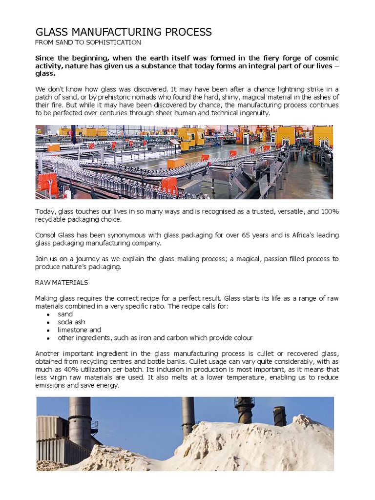 Glass Manufacturing Process Overview | PDF | Glasses | Recycling