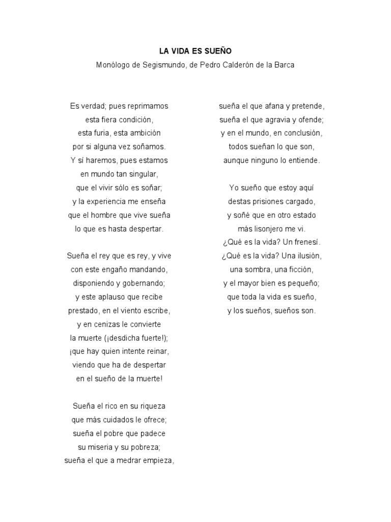 La Vida Es Sueño | PDF