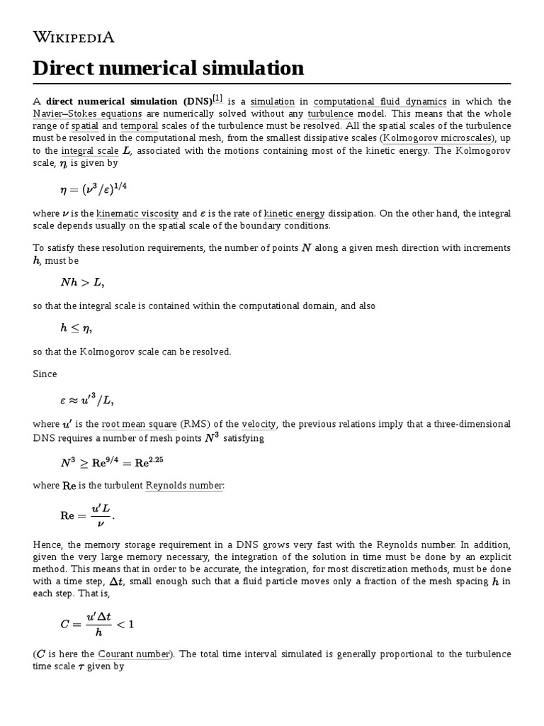 Direct Numerical Simulation Pdf Computational Science Applied And