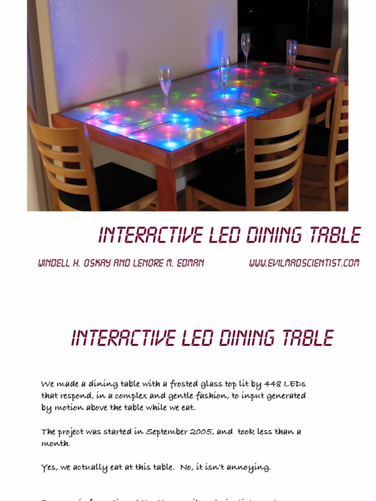 Interactive LED Dining Table | PDF | Light Emitting Diode | Electrical ...