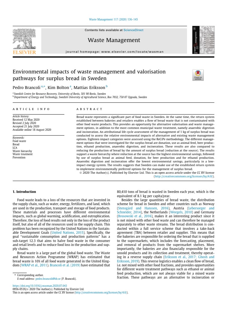 Environmental Impacts of Waste Management and Valorisation | PDF ...