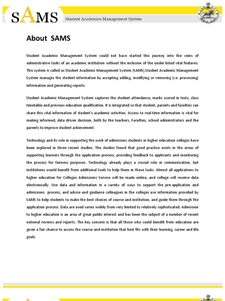 SAMS | PDF | University And College Admission | Students