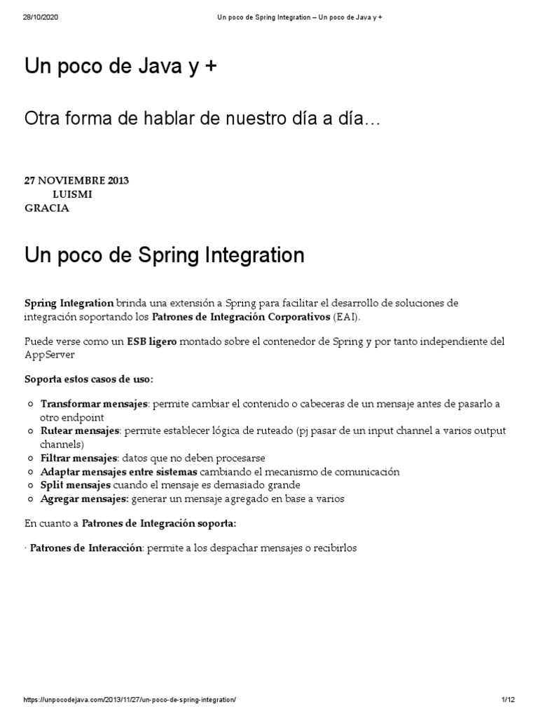 Un Poco de Spring Integration - Un Poco de Java y + | PDF | Desarrollo ...