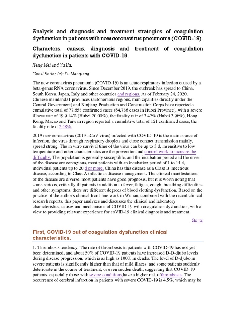 Covid-19 and Coagulation | PDF | Thrombosis | Coagulation