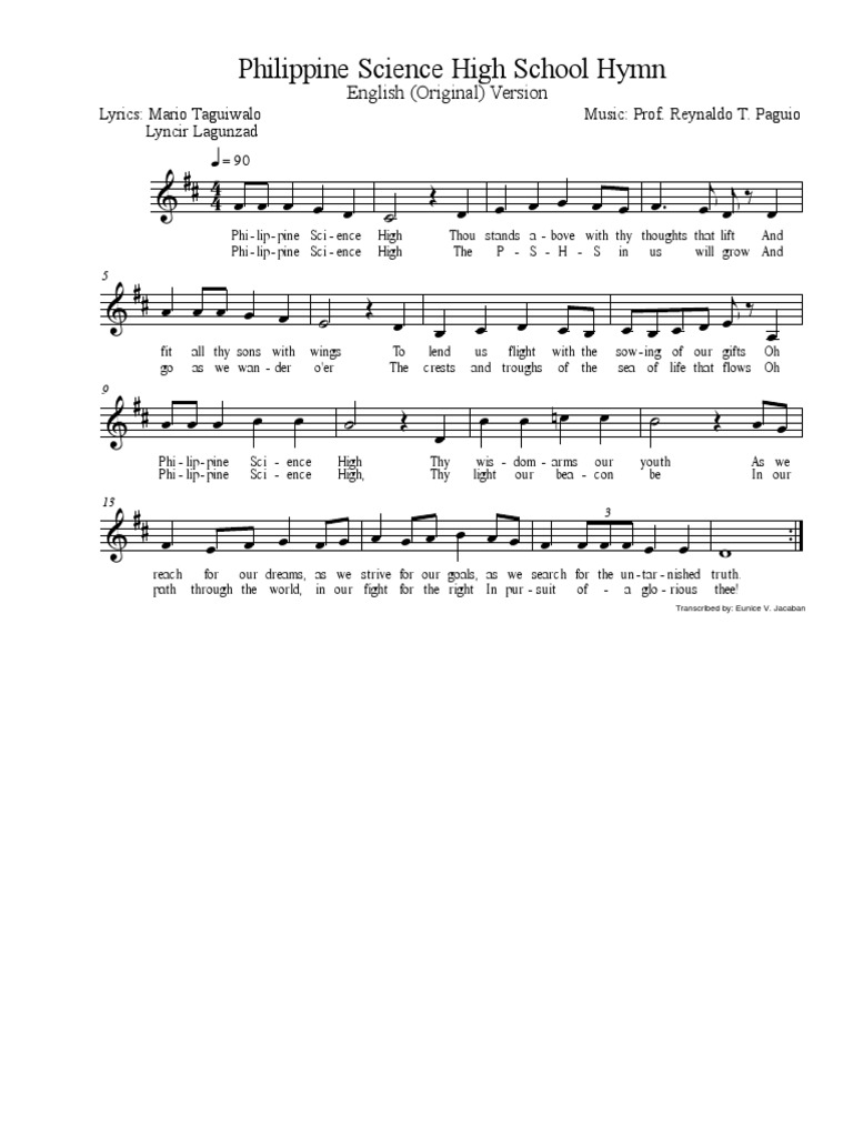 Philippine Science High School Hymn | PDF