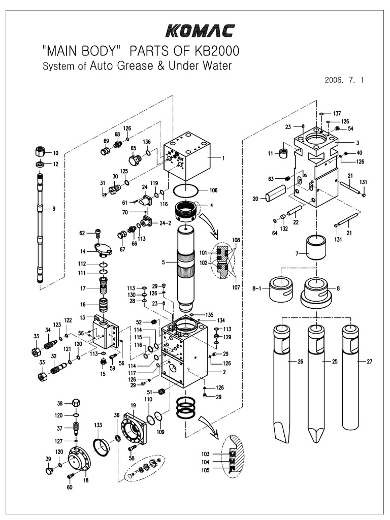 Martillo Komac KB2000 Parts Manual | PDF | Screw | Valve