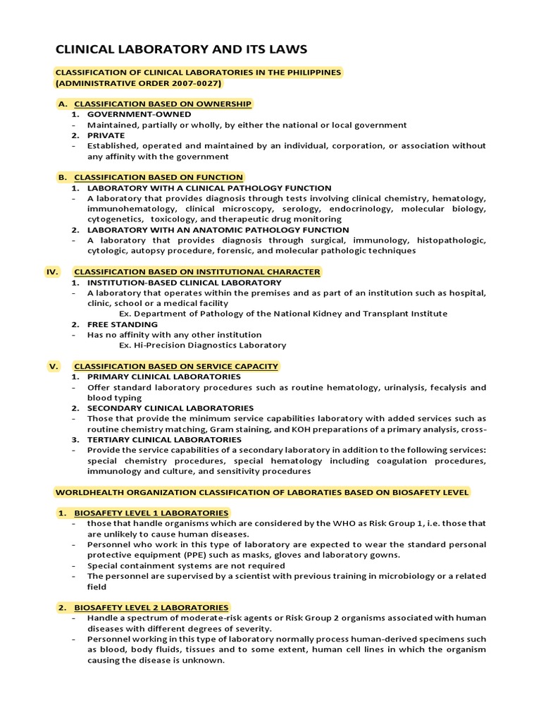 Clinical Laboratory and Its Laws | PDF | Pathology | Medical Laboratory